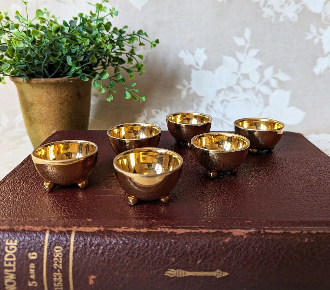 Vintage Gold Porcelain Salt Cellars Set of 6 Open Salt Dishes - Etsy