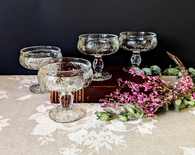 4 Vintage French Pressed Glass Compote Dessert Glasses Set of 4 ...