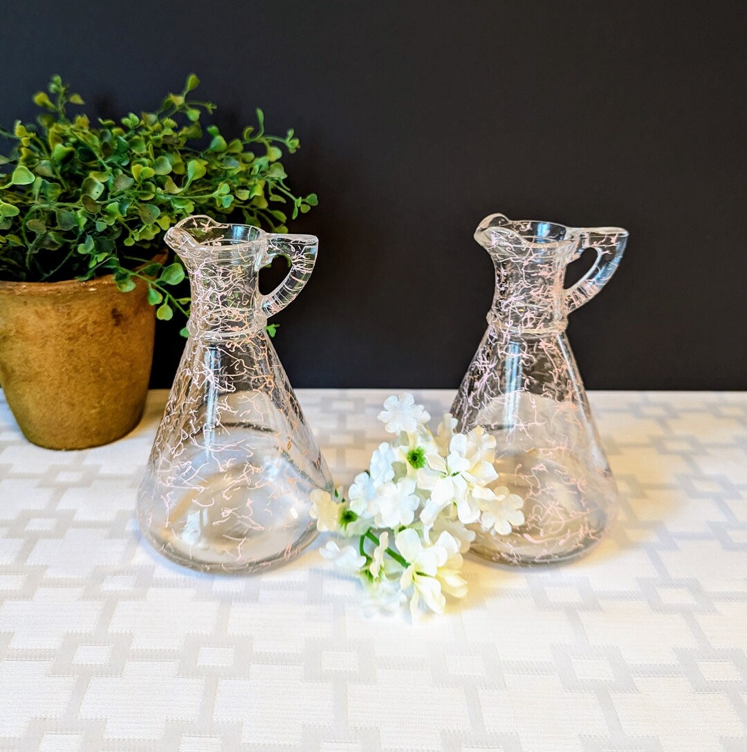 Vintage Hazel Atlas Pink Splatter Cruets Set of 2, Mid Century Kitchen ...