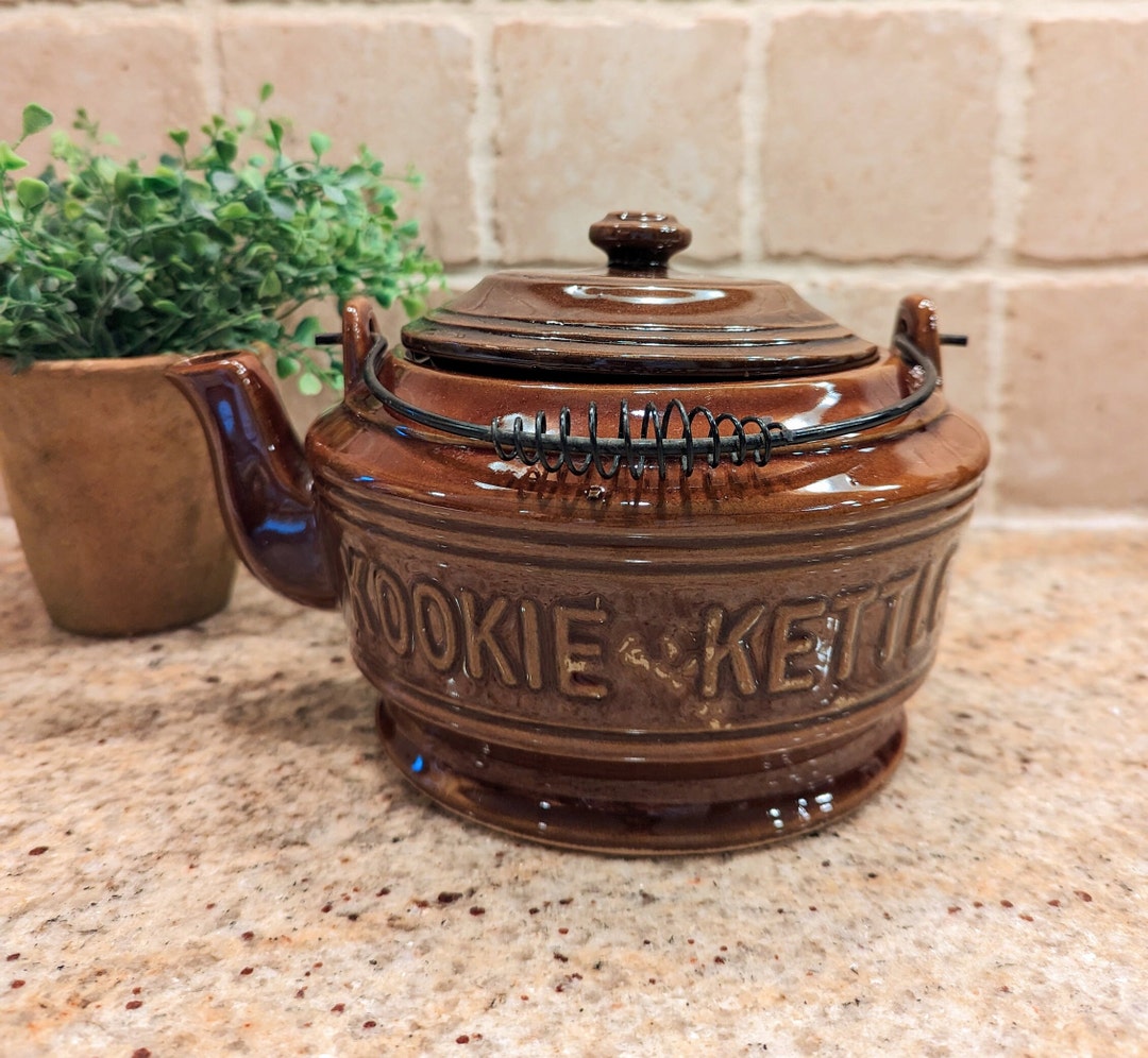 Vintage Stoneware Teapot Kettle With Wire Handle, "kookie Kettle" Japan ...