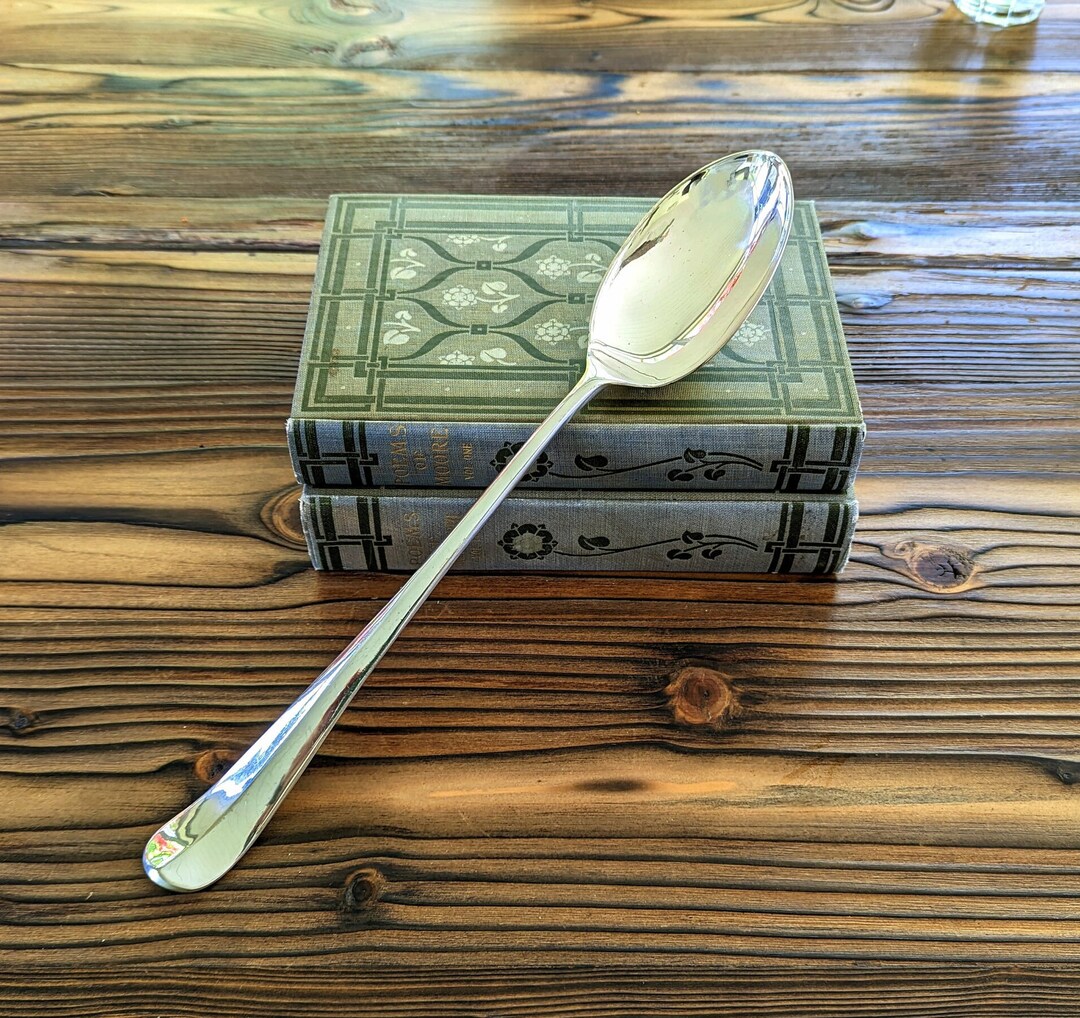 Extra Large Silverplate Serving Spoon Made in Italy Vintage Long Handle ...