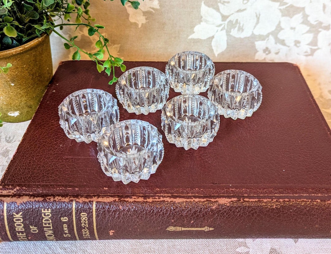 6 Antique Cut Glass Salt Cellars Open Salt Dishes Vintage Salt Bowls ...