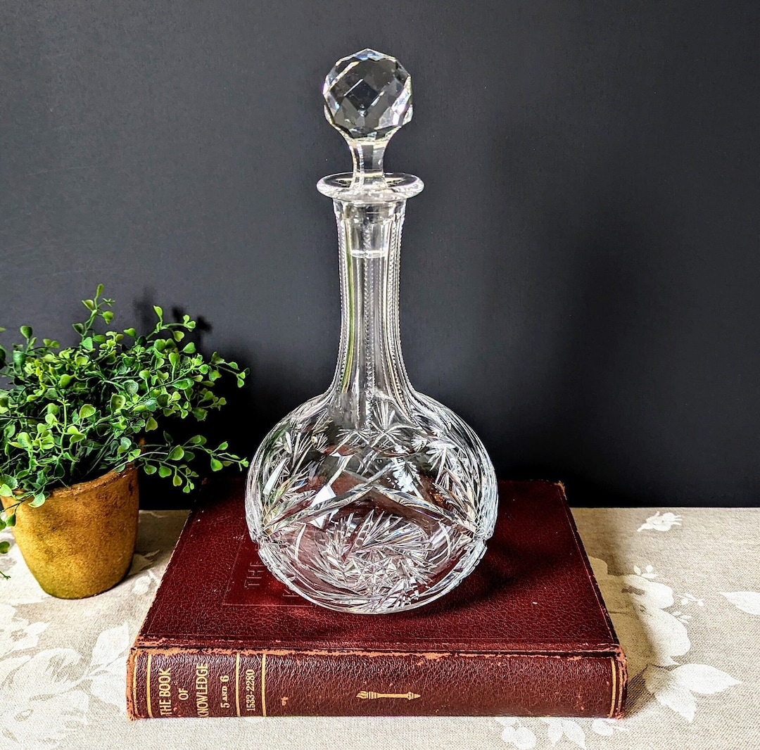 Cut Crystal Decanter With Stopper Excellent Condition, Vintage Long ...