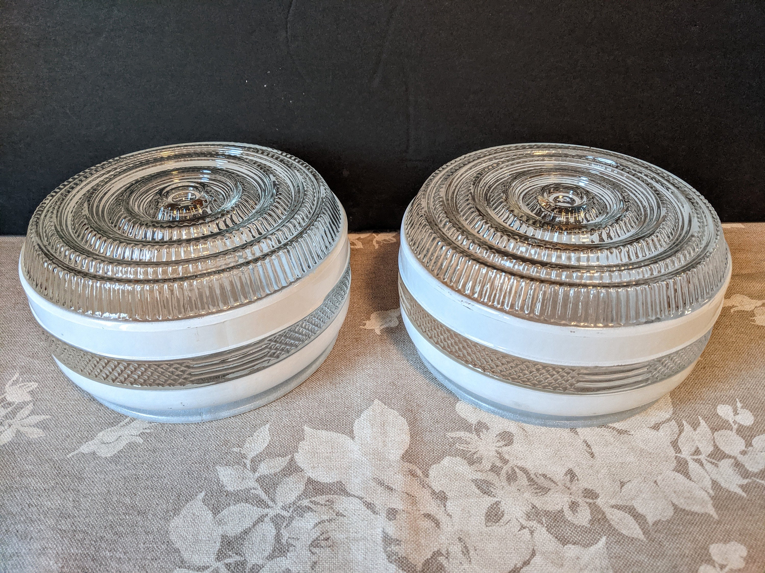 Vintage Ceiling Light Cover Textured Glass With White Trim Mid - Etsy