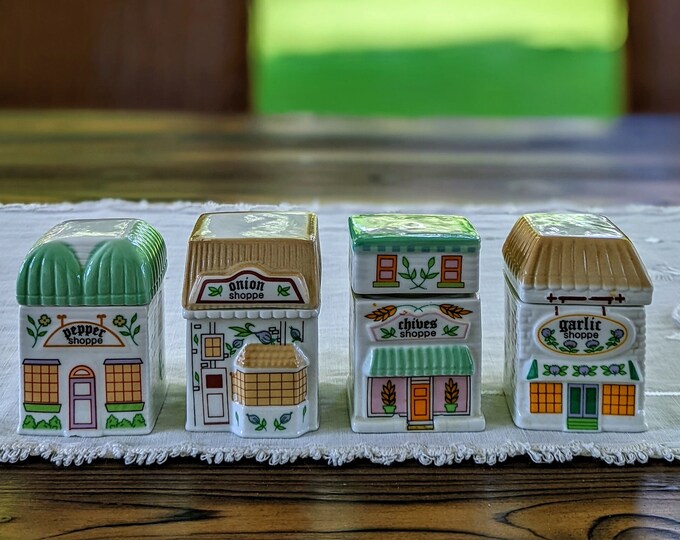 Vintage Spice Jar Set Porcelain Spice Market Collection Jars With Lids ...