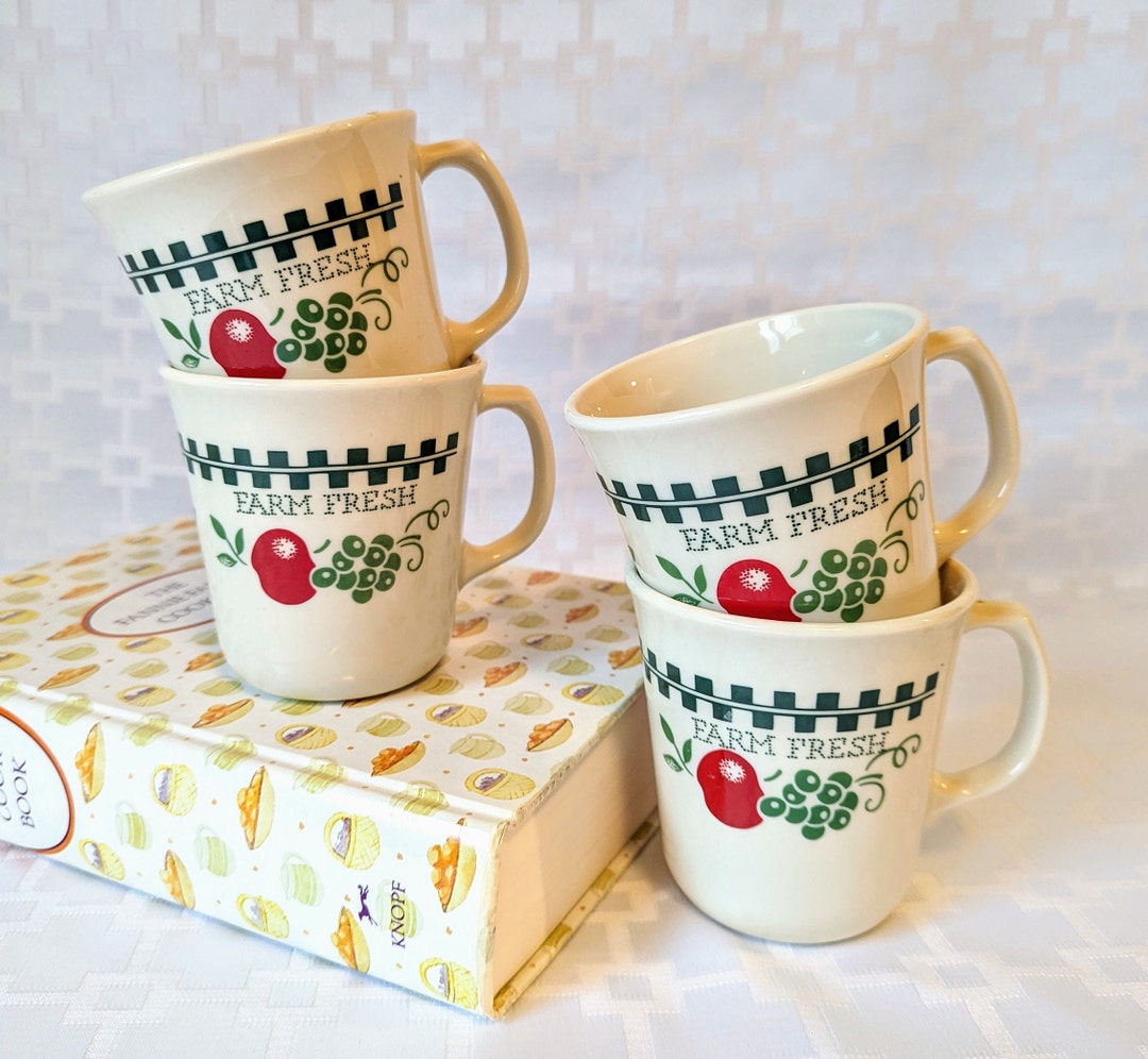 4 Vintage Corning Farm Fresh Mugs Set of 4 Coffee/tea Cups Nostalgic ...