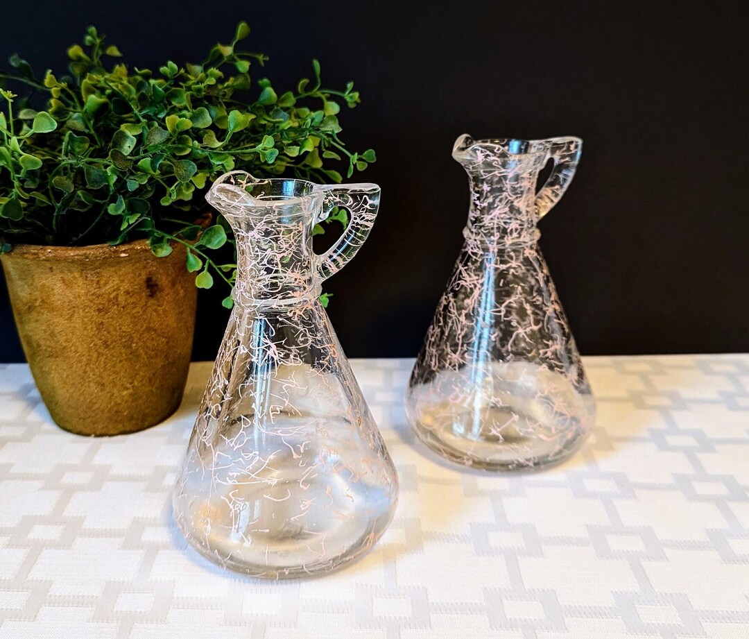 2 Vintage Hazel Atlas Pink Splatter Cruets, Mid Century Kitchen Pink ...