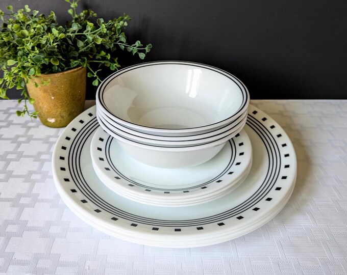 Corelle 12 Piece Dish Set Corelle Vitrelle City Block Dinner and Side ...