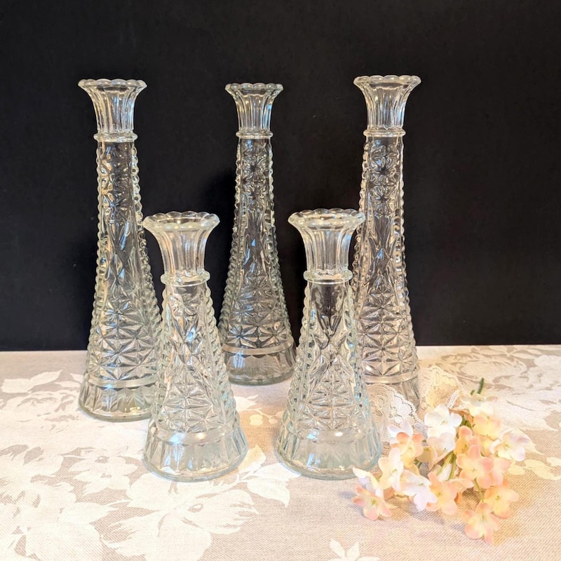 Matching Clear Glass Vases - Etsy