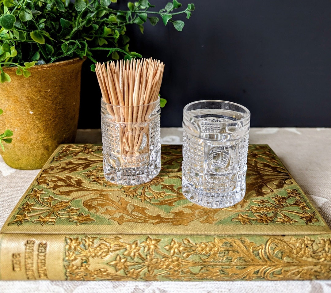 2 Vintage Cut Glass Toothpick Holders Set of 2, Micro Planters, Fancy ...