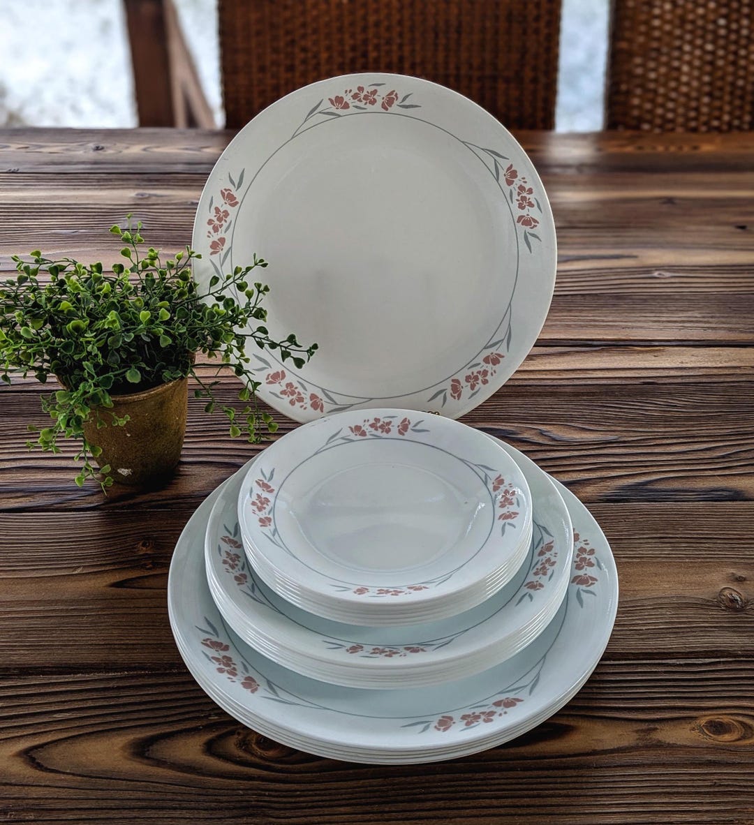 Vintage Corelle 18 Piece Dish Set Corelle Silk Blossom Dinner Lunch ...