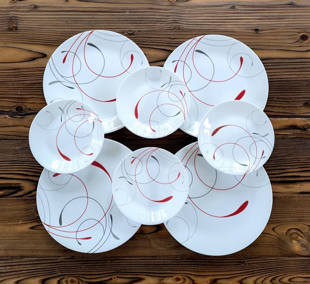 Corelle USA Splendor 8 Piece Dish Set Dinner Plates and Side Plates ...
