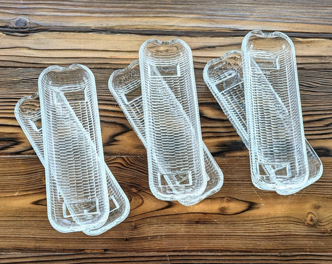 Vintage Glass Corn on the Cob Dishes Set of 6 Retro Corn on the Cob ...