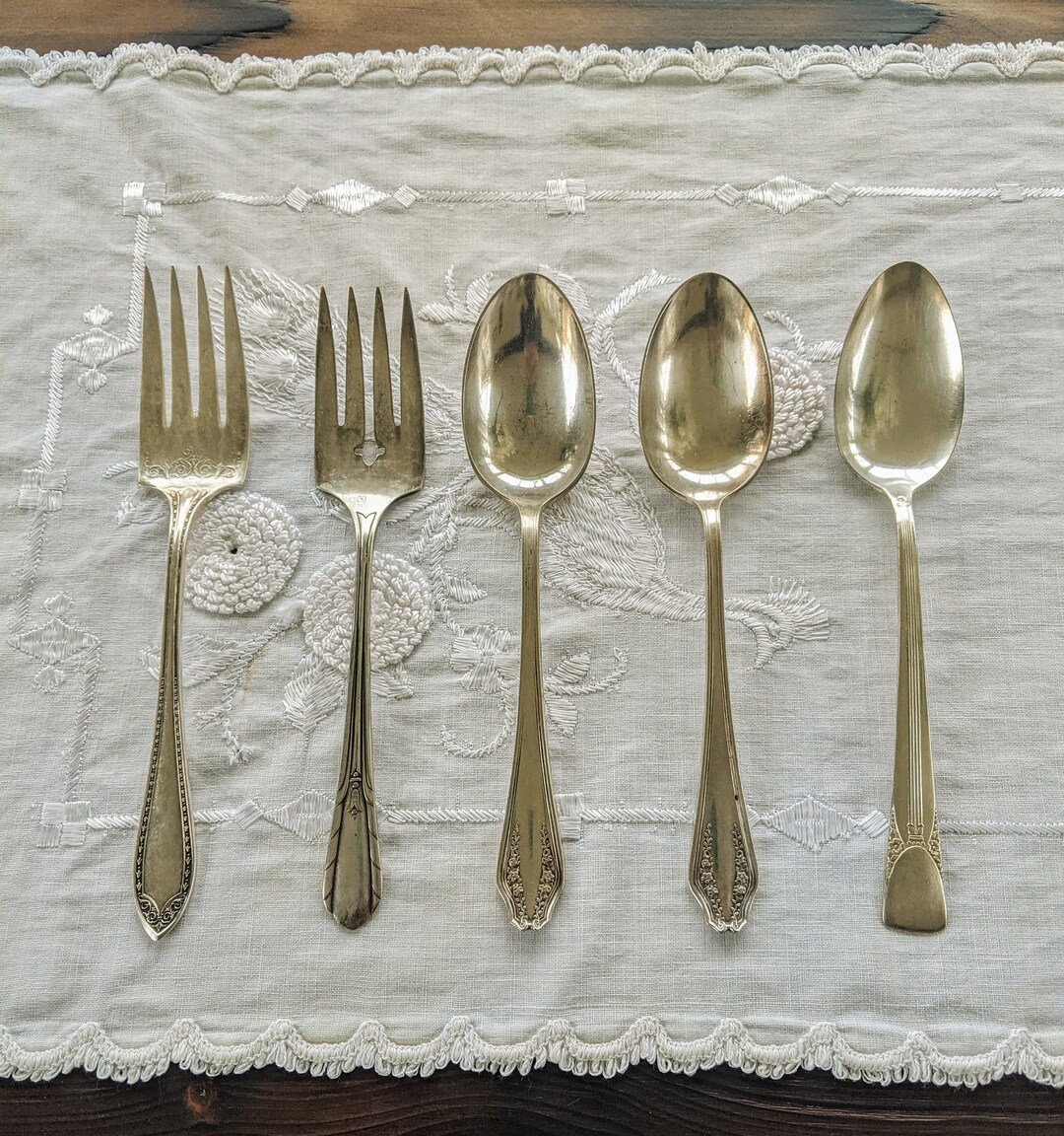 Set of 5 Vintage Silverplate Serving Utensils Silver Serving Spoon ...