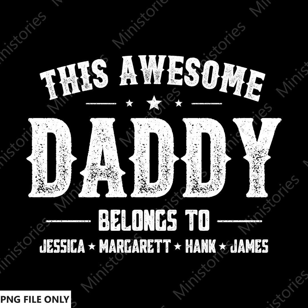 Personalized Kids Name, This Awesome Daddy, Vintage Retro Grunge, Png ...