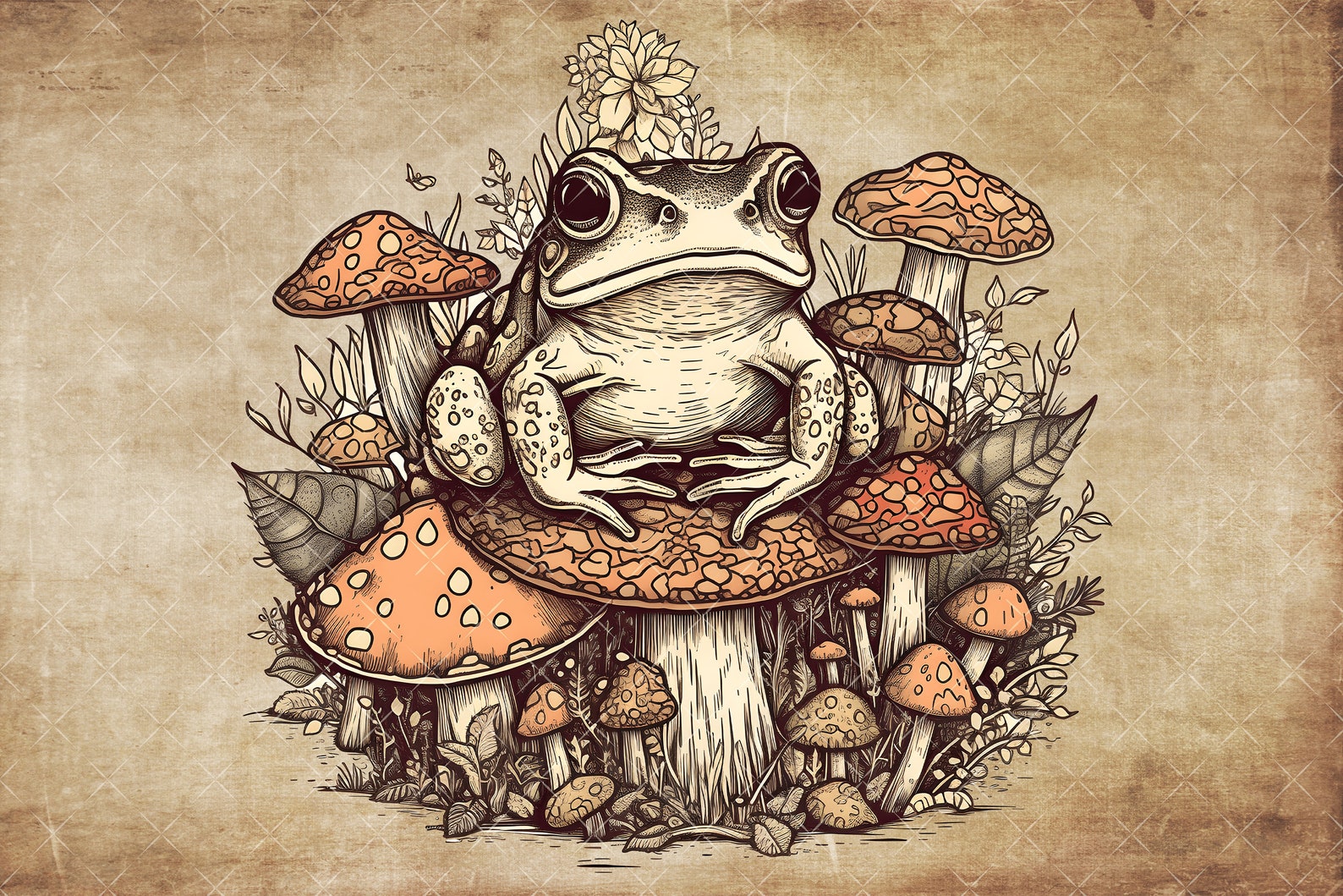 Cottagecore Frog Mushroom PNG Bundle Boho Frog Sublimation - Etsy