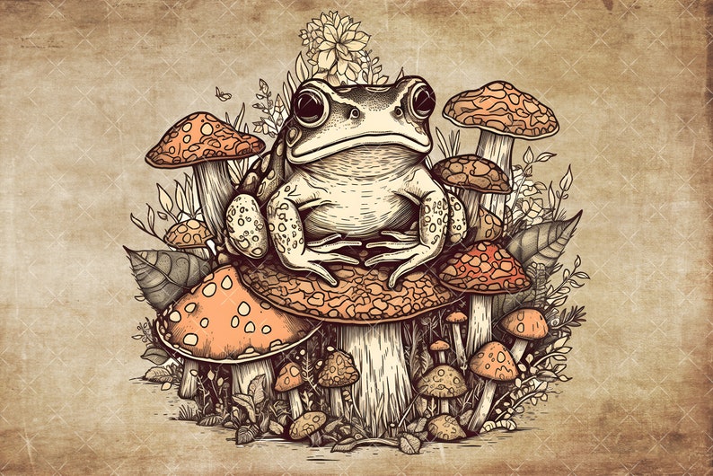 Cottagecore Frog Mushroom PNG Bundle Boho Frog Sublimation - Etsy