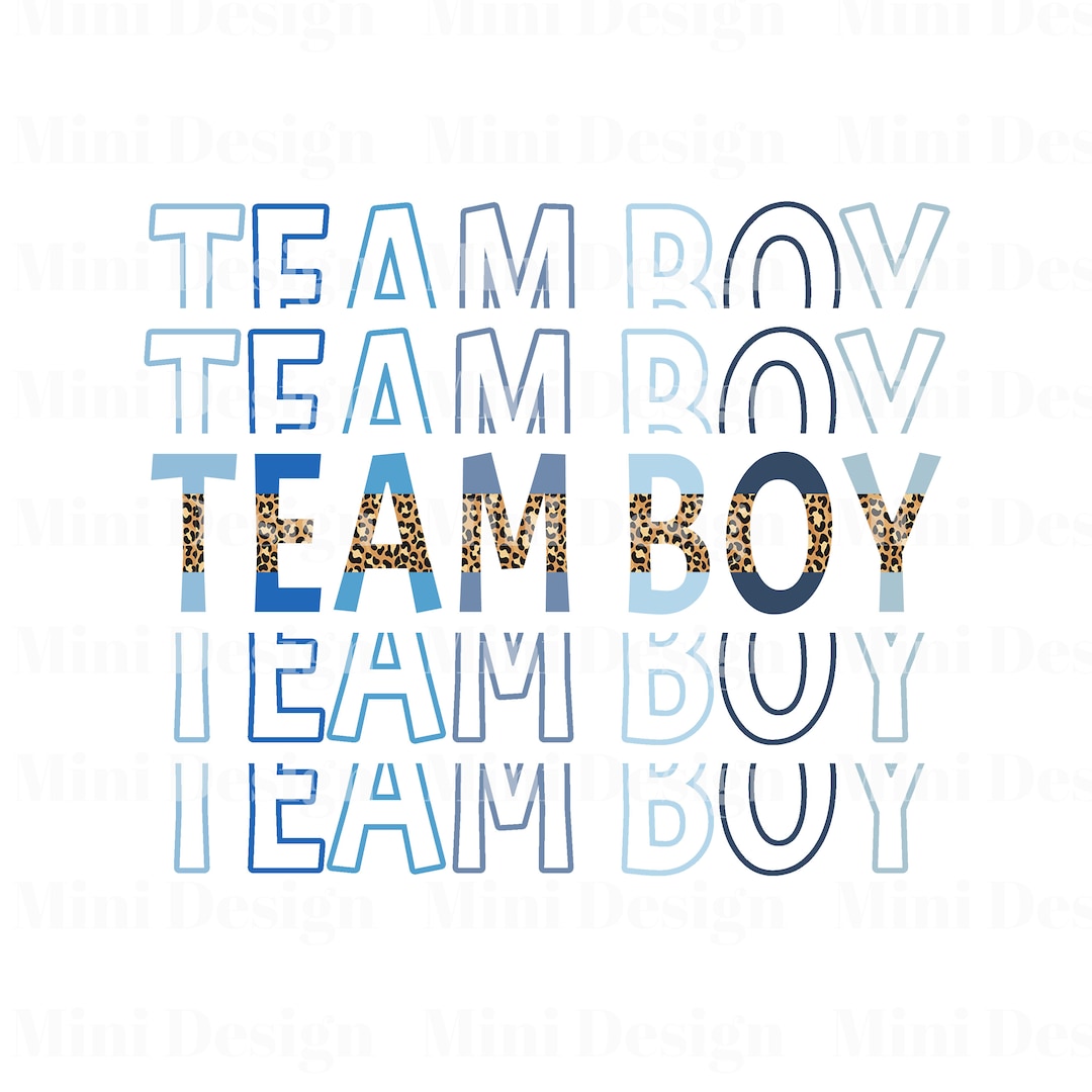 Team Boy PNG, Stacked Font Team Boy Leopard Boho, Gender Reveal, Team ...