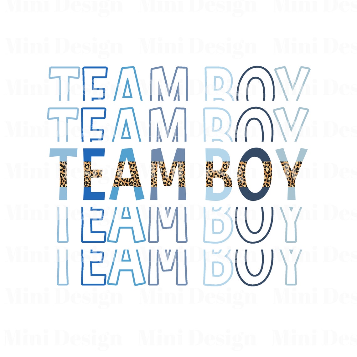 Team Boy PNG Stacked Font Team Boy Leopard Boho Gender | Etsy