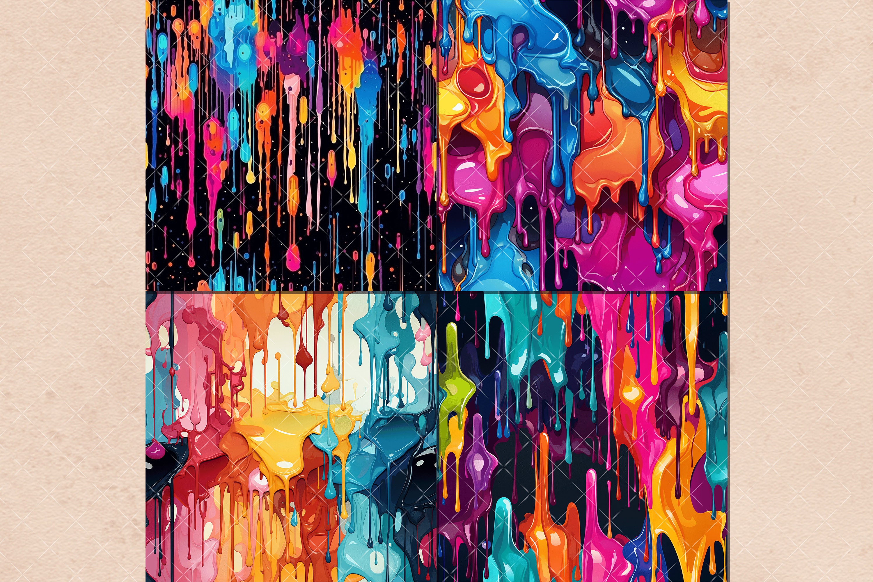 10 3D Dripping Paint, Dripping Paint Clipart Digital Paper Bundle - Etsy