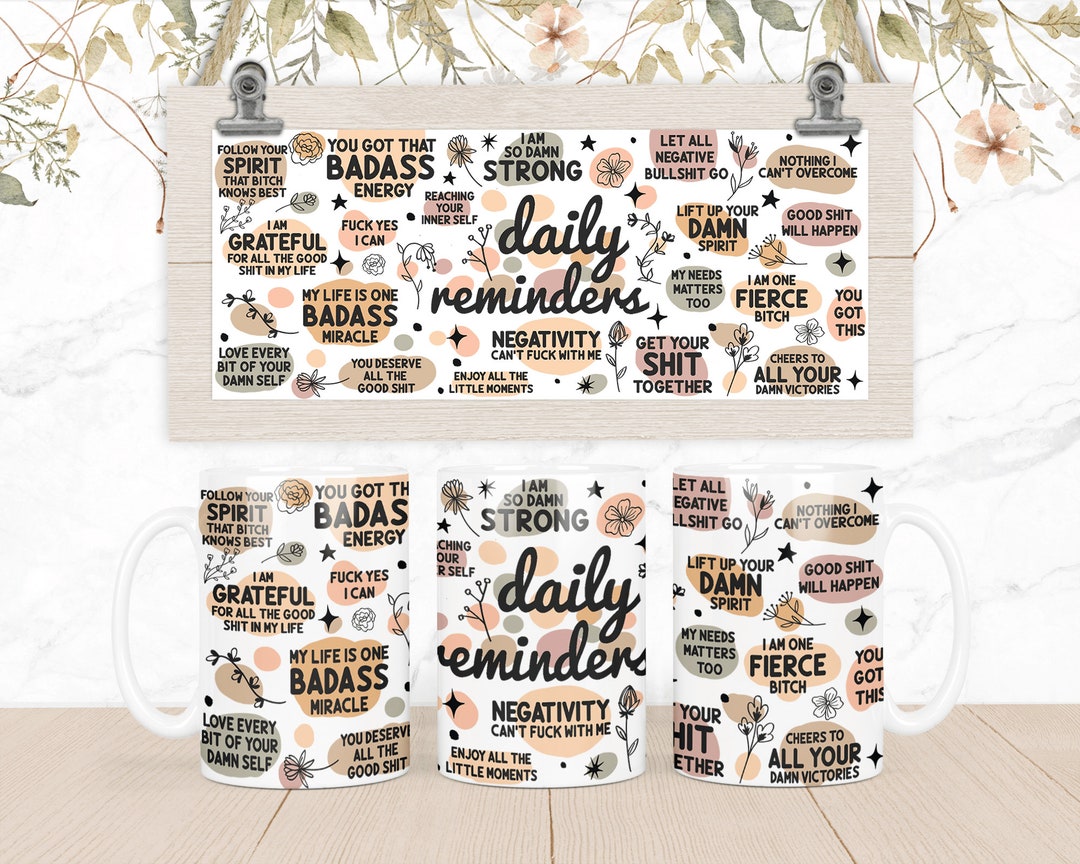 Boho Daily Reminders Affirmation Mug, 11oz & 15oz Sublimation Designs ...