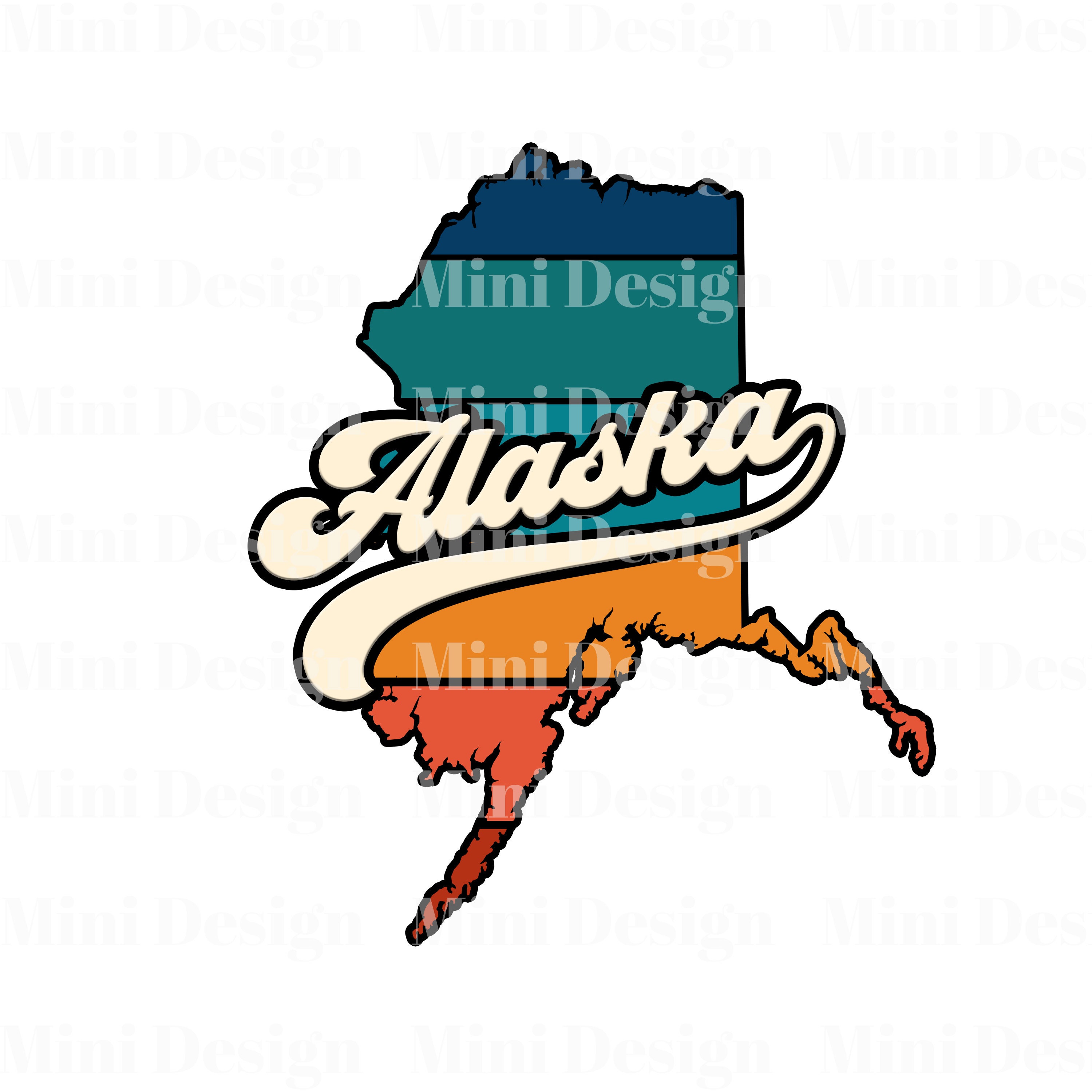 Retro Sunset Alaska PNG File USA State Map 70s Vintage Style - Etsy