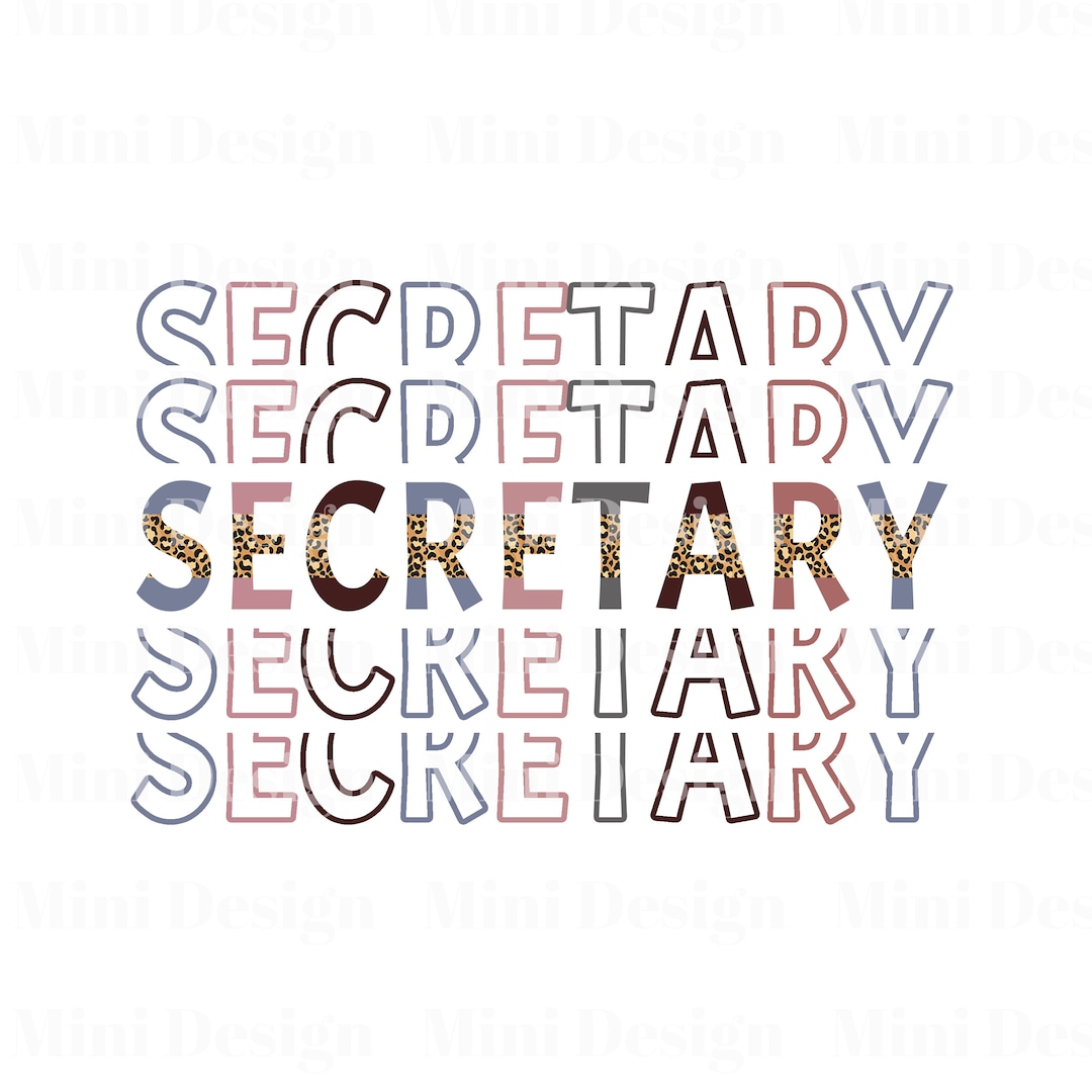 Secretary PNG, Stacked Font Secretary Leopard Boho, Digital Download ...