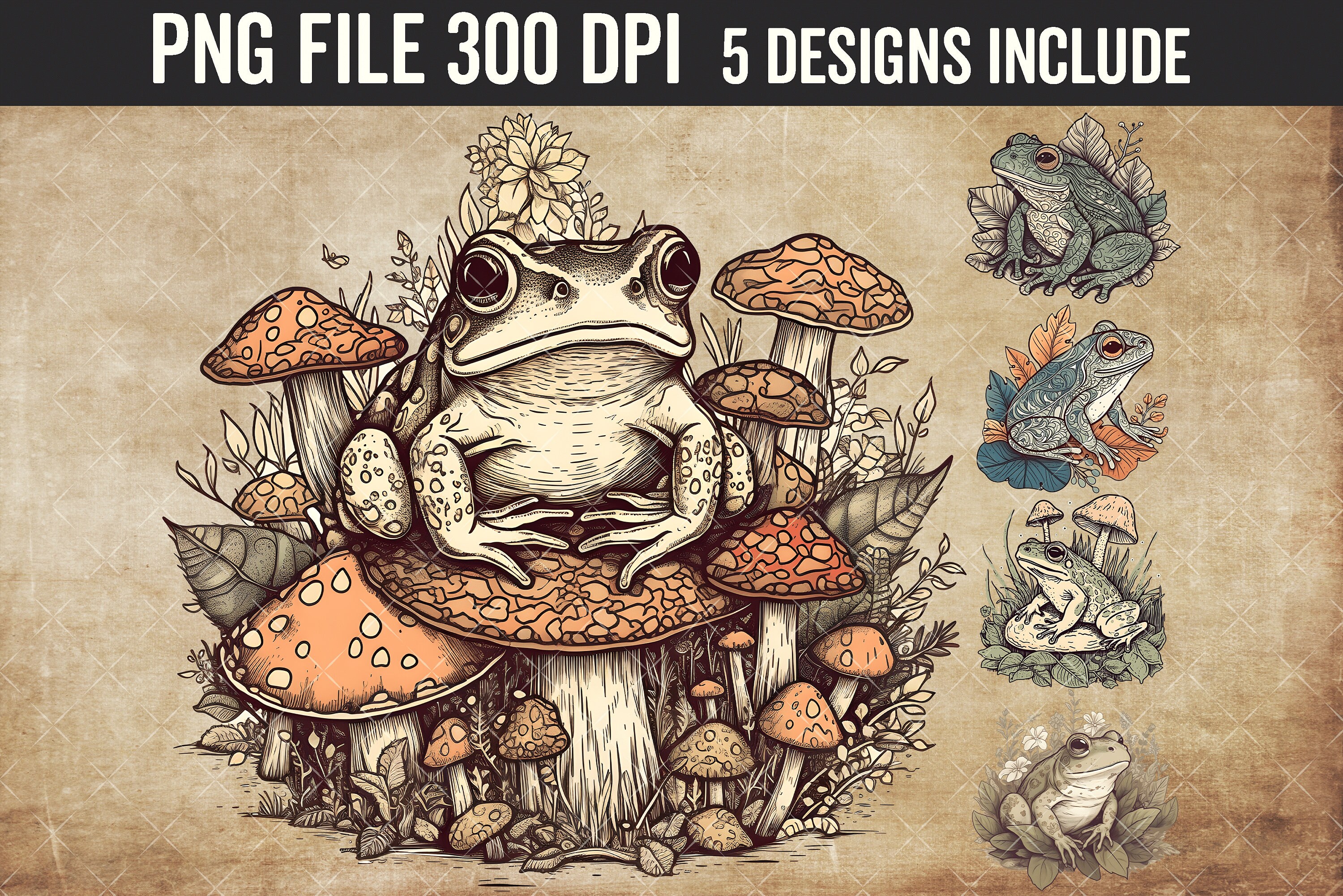 Cottagecore Frog Mushroom PNG Bundle Boho Frog Sublimation - Etsy
