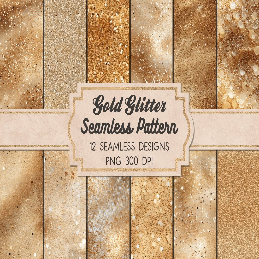 12 Gold Glitter Digital Paper Seamless Background, Gold Foil, Gold ...