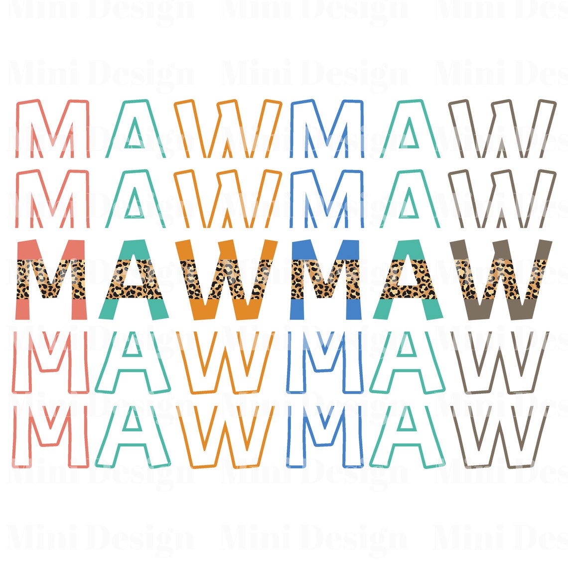 Mawmaw PNG, Stacked Leopard, Digital Download, Sublimation Design ...