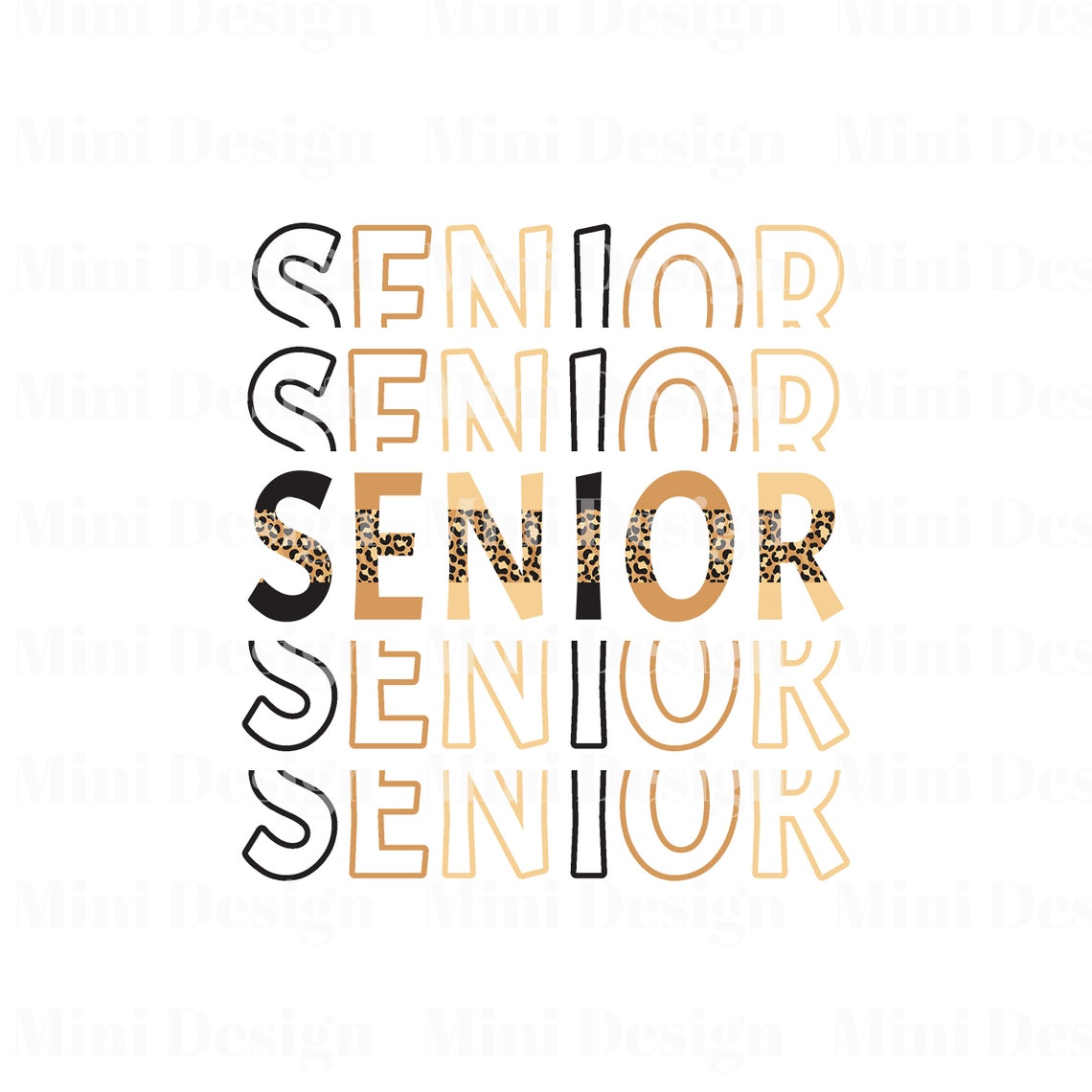 Senior PNG Stacked Font Senior Leopard Boho Digital - Etsy Ireland