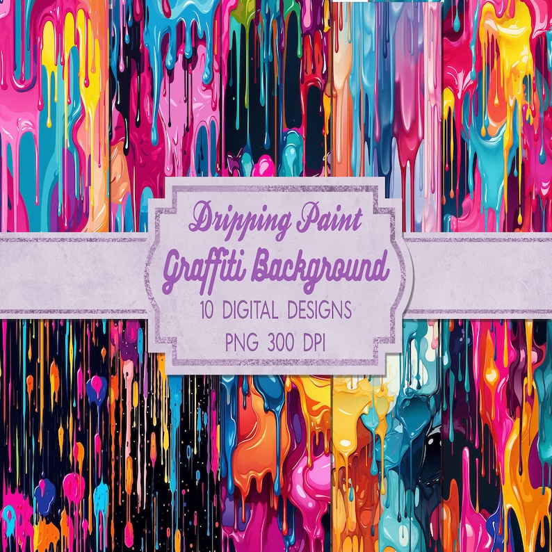 10 3D Dripping Paint, Dripping Paint Clipart Digital Paper Bundle - Etsy