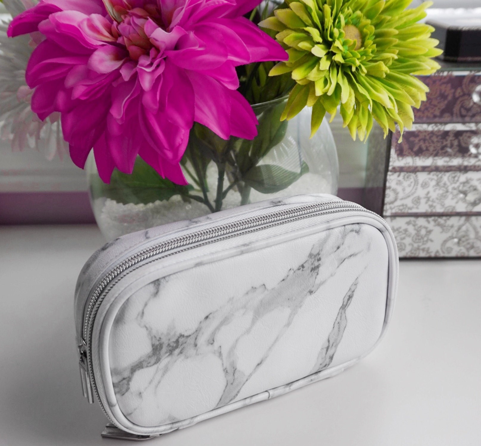 Marble Makeup Bag Marble Makeup Organizer Marble Pencil - Etsy