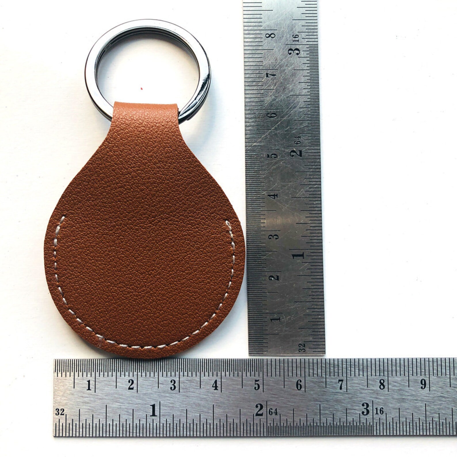 Round Brown Faux Leather Key Fob With Ring (20 Pieces) - Etsy
