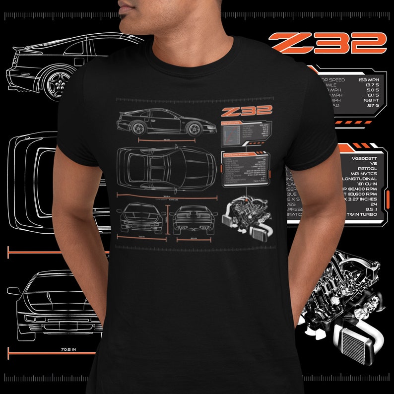 300ZX Z32 Twin Turbo VG30DETT Blueprint Short-sleeve Unisex T-shirt - Etsy