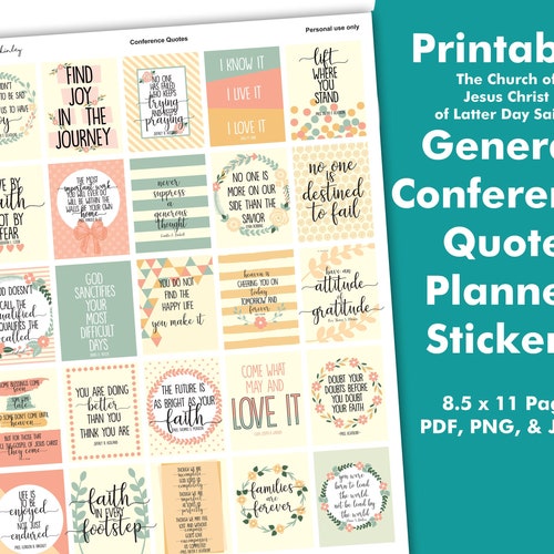Printable Planner Stickers General Conference Quotes the | Etsy