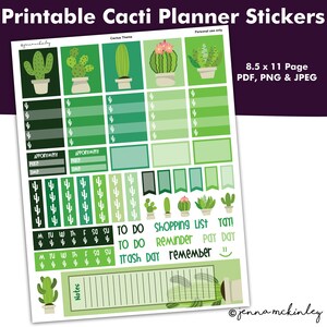 Printable Cactus Weekly Theme Planner Calendar Bullet Journal | Etsy