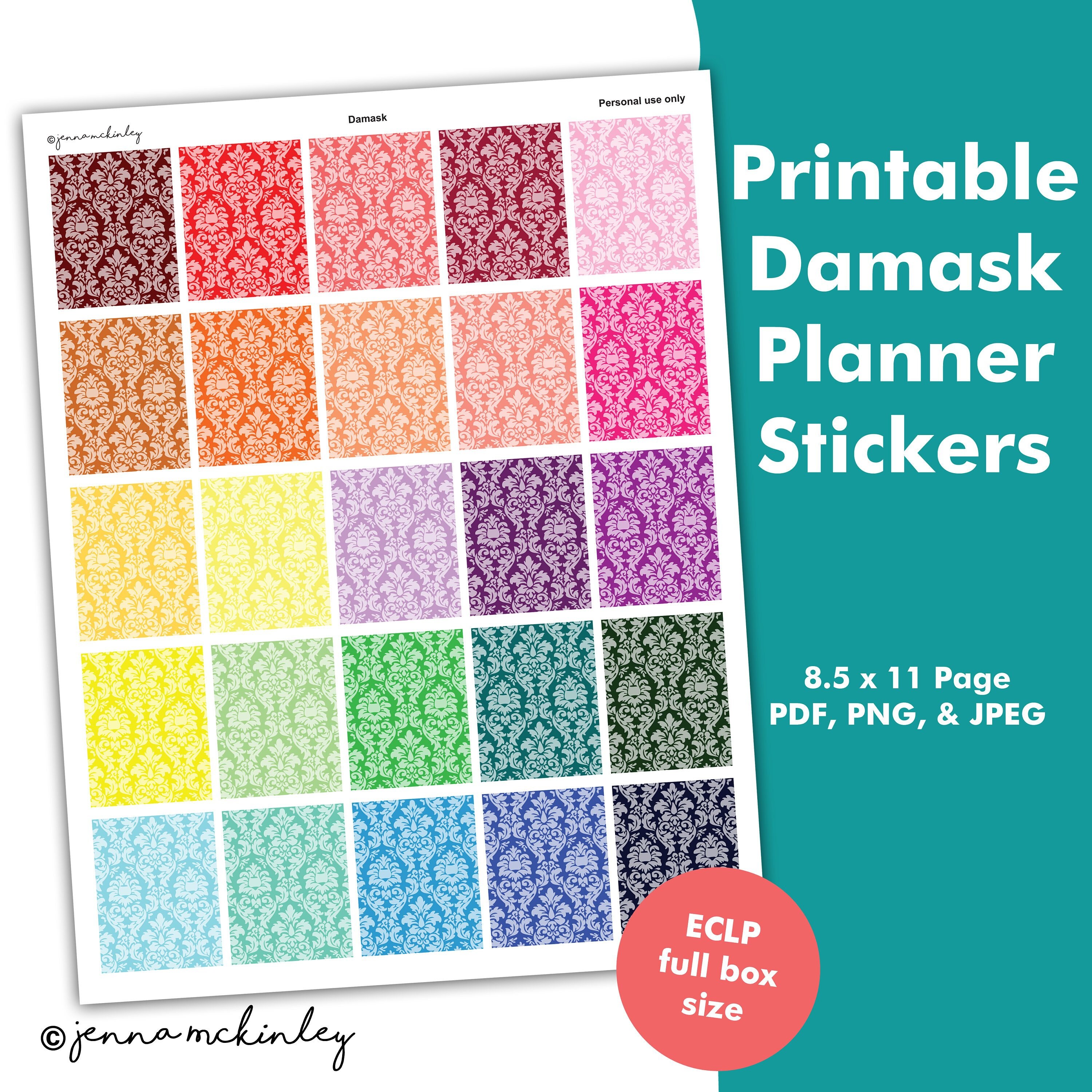 Printable Damask Planner Stickers Pretty Full Box ECLP | Etsy
