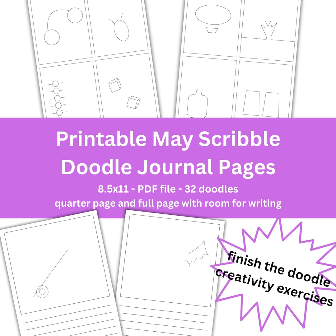 PRINTABLE May Scribble Notebook - Doodle Art Journaling Kit - 32 Pages ...