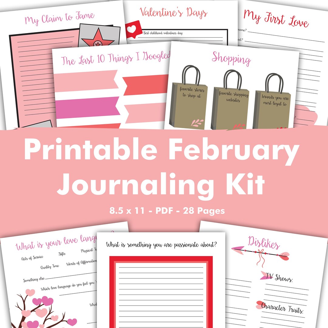 PRINTABLE February Bullet Journal Journaling Resolution 8.5x11 Page Kit ...