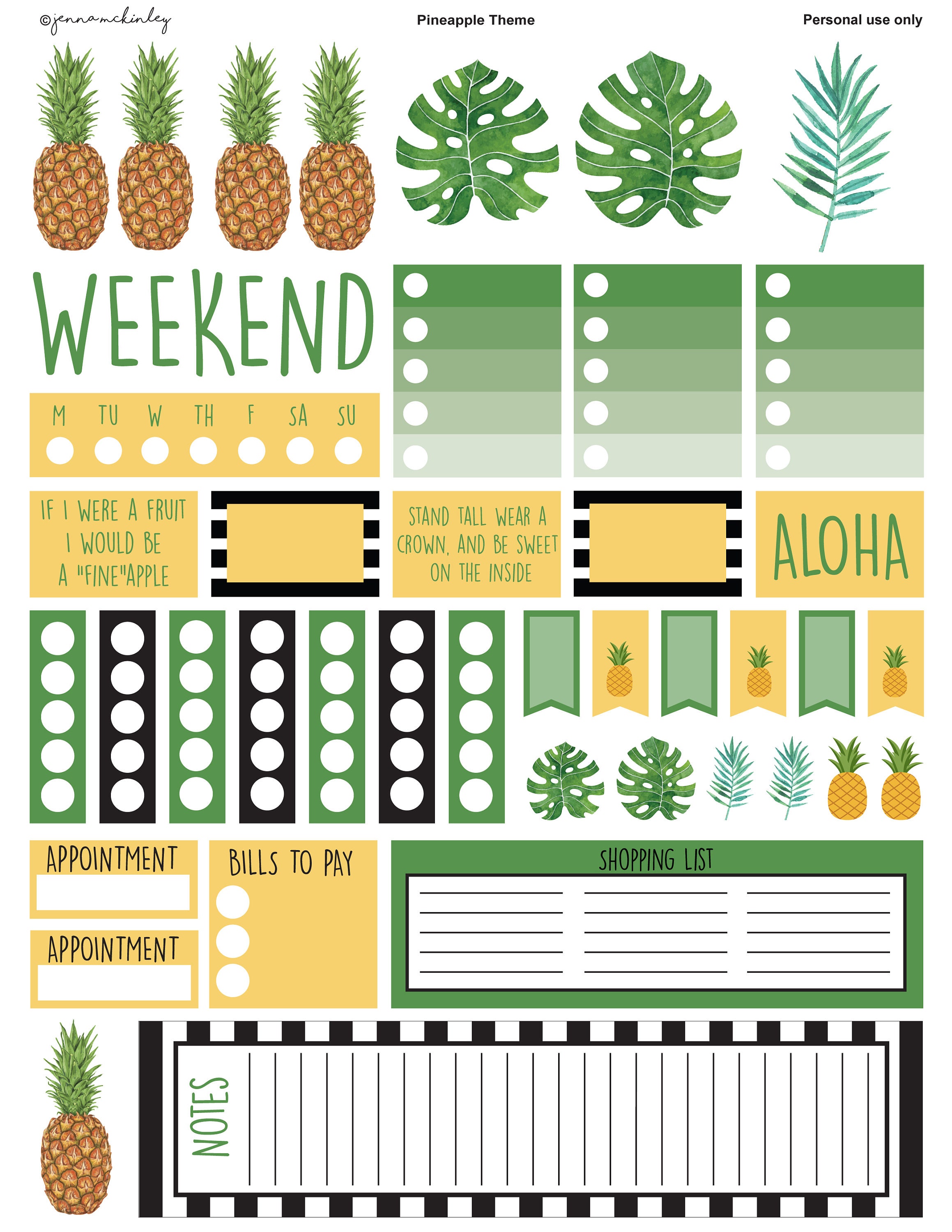 PRINTABLE Calendar Planner Sticker Sheet, Student Planner, Cute Planner ...