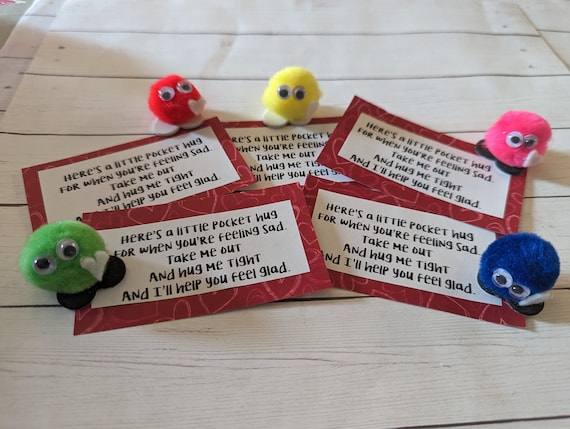 Set of 5 Pocket Hugs with Poems, Warm Fuzzy Friends, Critter Pals, Pom ...