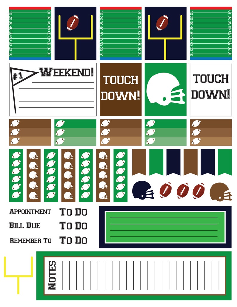 PRINTABLE Planner or Bullet Journal Stickers Weekly Football Season ...