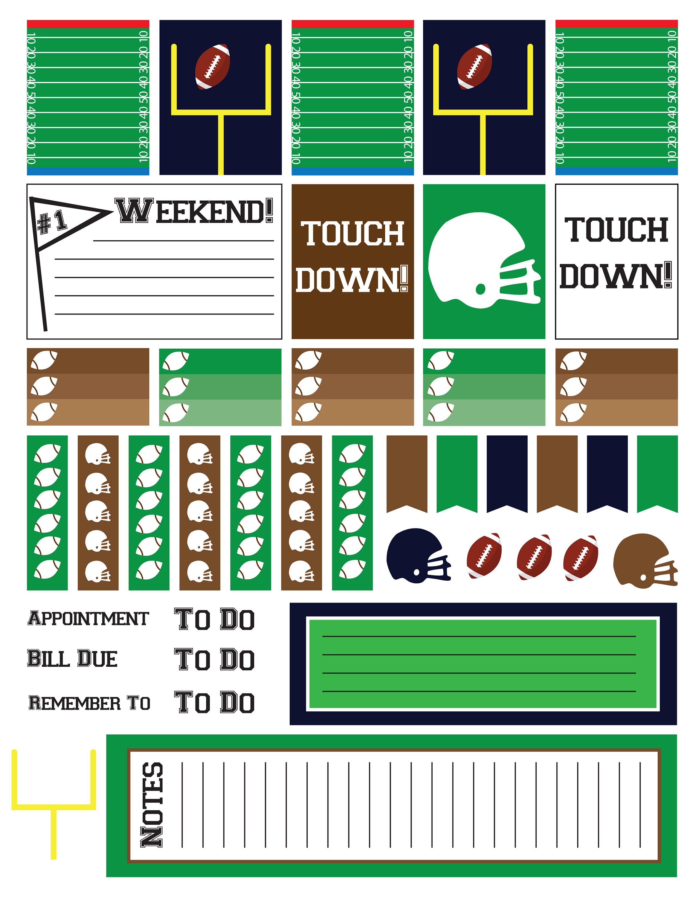 PRINTABLE Planner or Bullet Journal Stickers Weekly Football Season ...