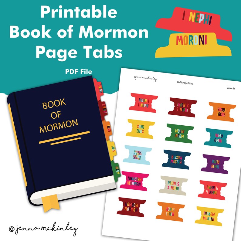 Printable Colorful Book of Mormon Page Tabs the Church of | Etsy