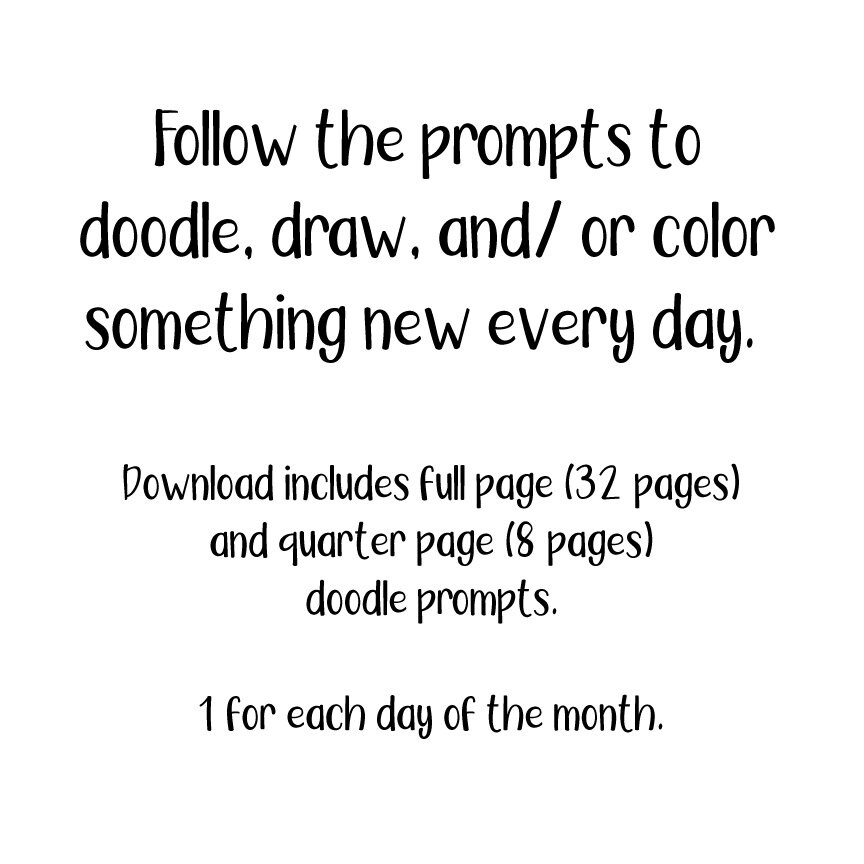 PRINTABLE One Full Year Drawing Prompts Art Journal Kit - 384 Doodling ...