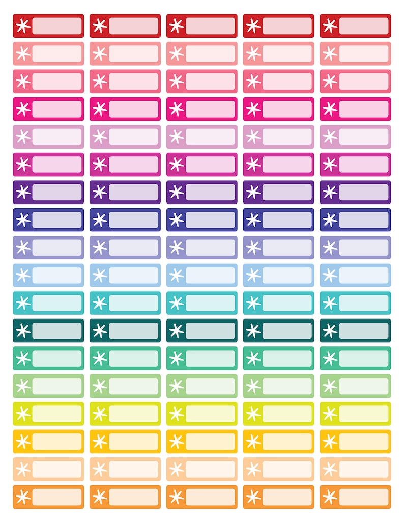 Printable Asterisk Label Life Planner Stickers Blank Calendar Schedule Checklist Appointment