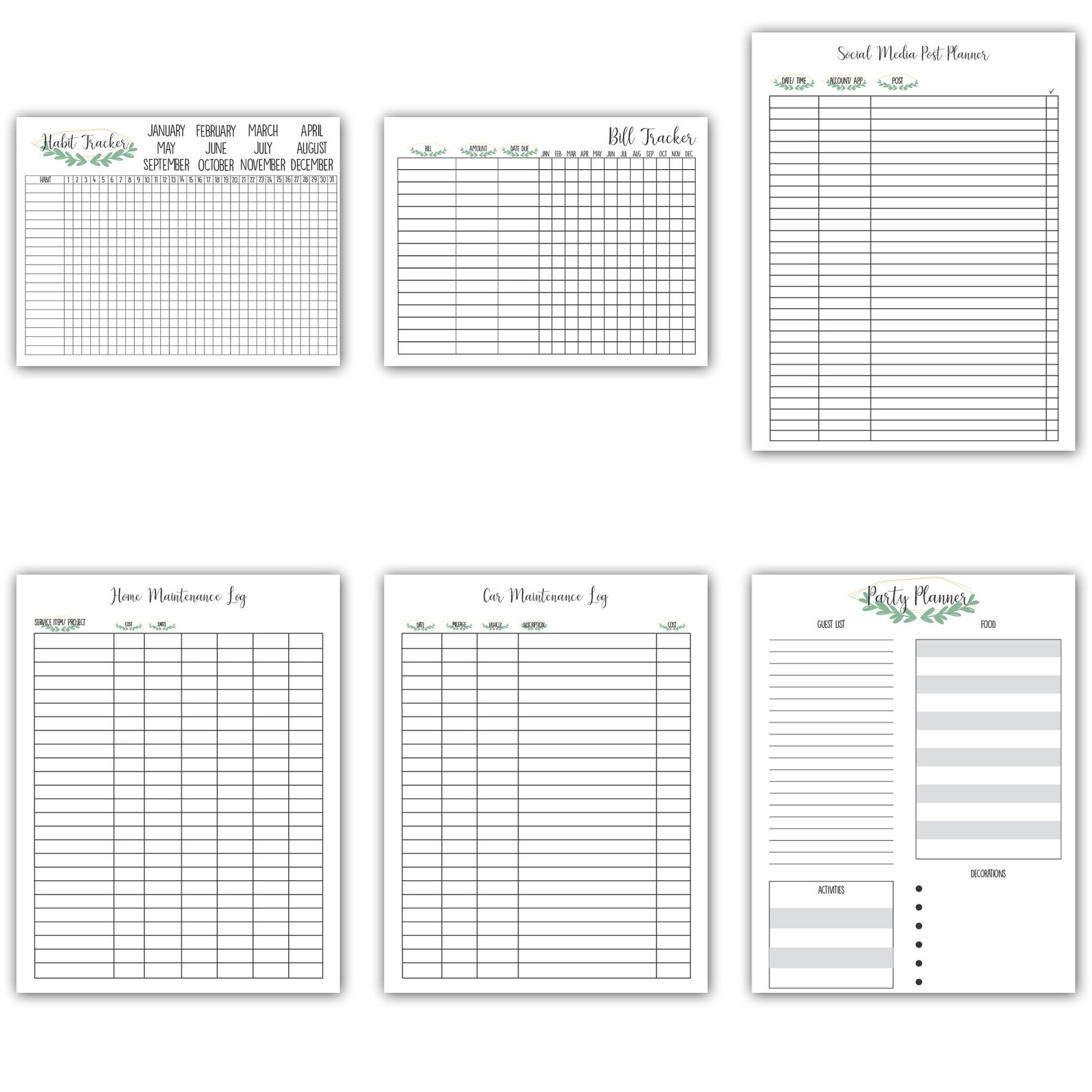 PRINTABLE Home Life Organization Binder Kit- Habit Trackers, Templates ...