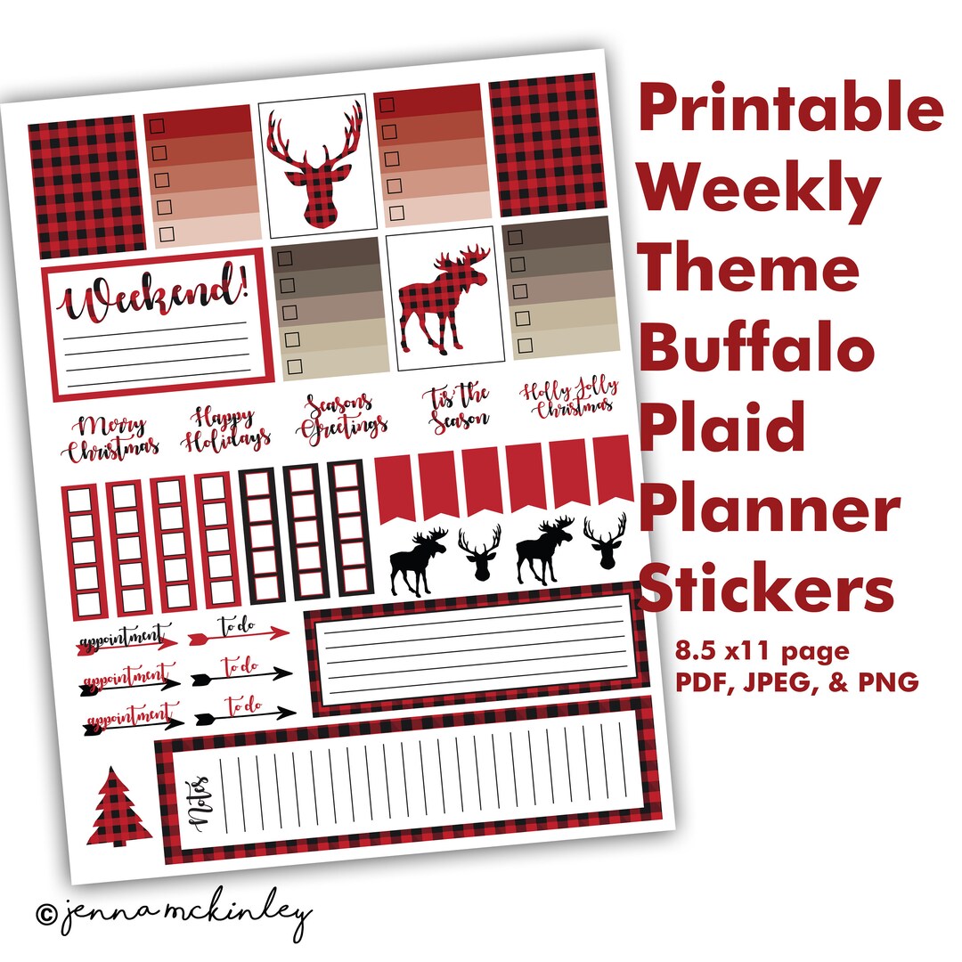 PRINTABLE Planner or Bullet Journal Stickers Weekly Theme Buffalo Check ...