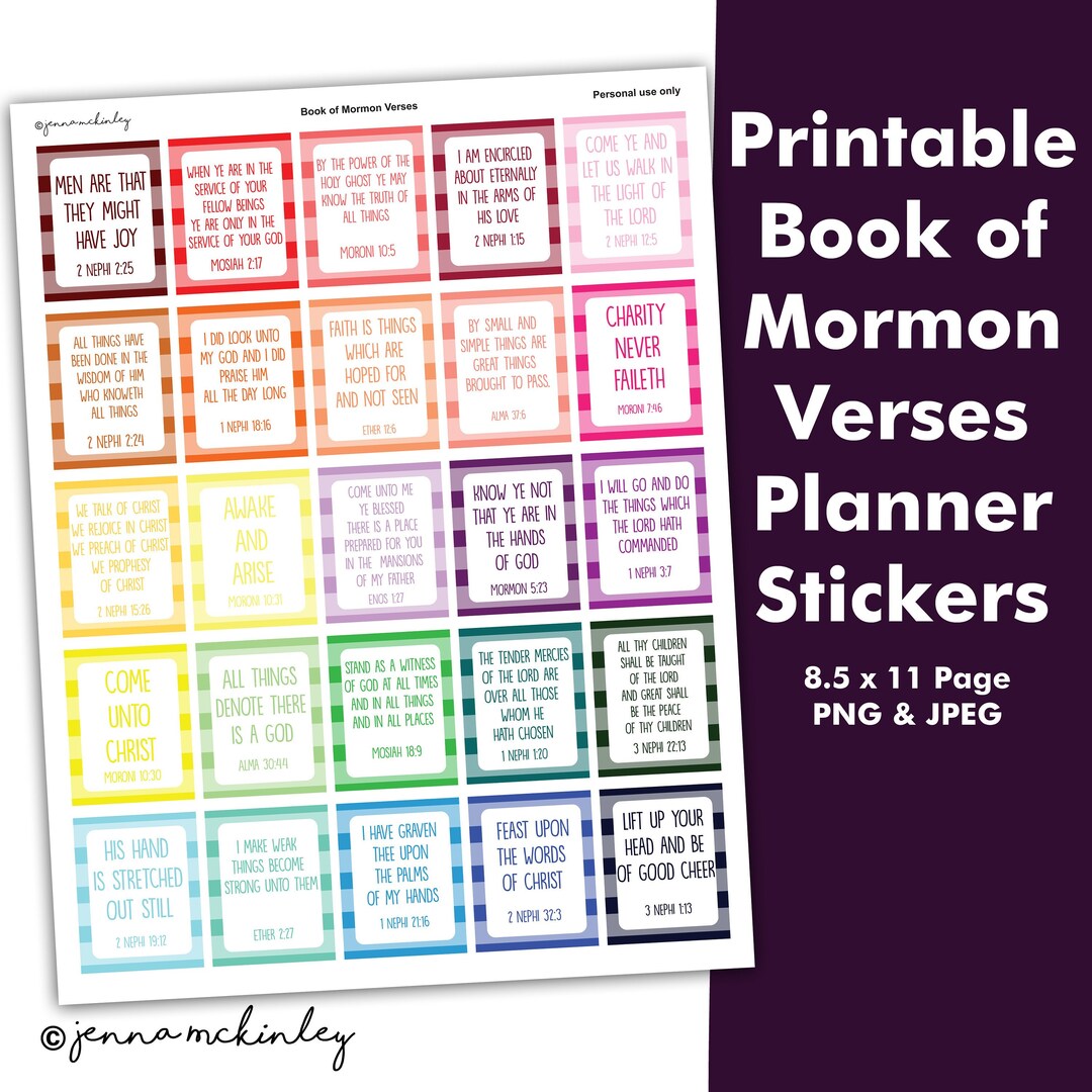 Printable Book of Mormon Verses Planner Stickers the Church of Jesus ...
